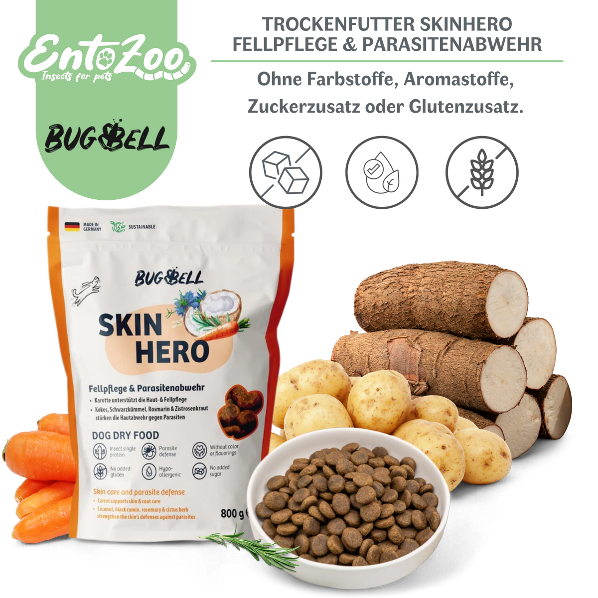 Bugbell - Hunde Trockenfutter - SkinHero - Fellpflege & Parasitenabweh ...